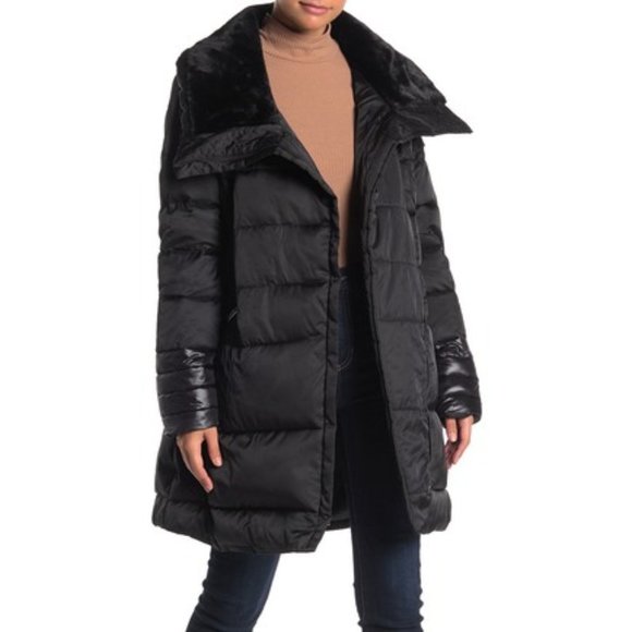 Via Spiga | Jackets & Coats | Via Spiga Faux Fur Trim Asymmetrical ...